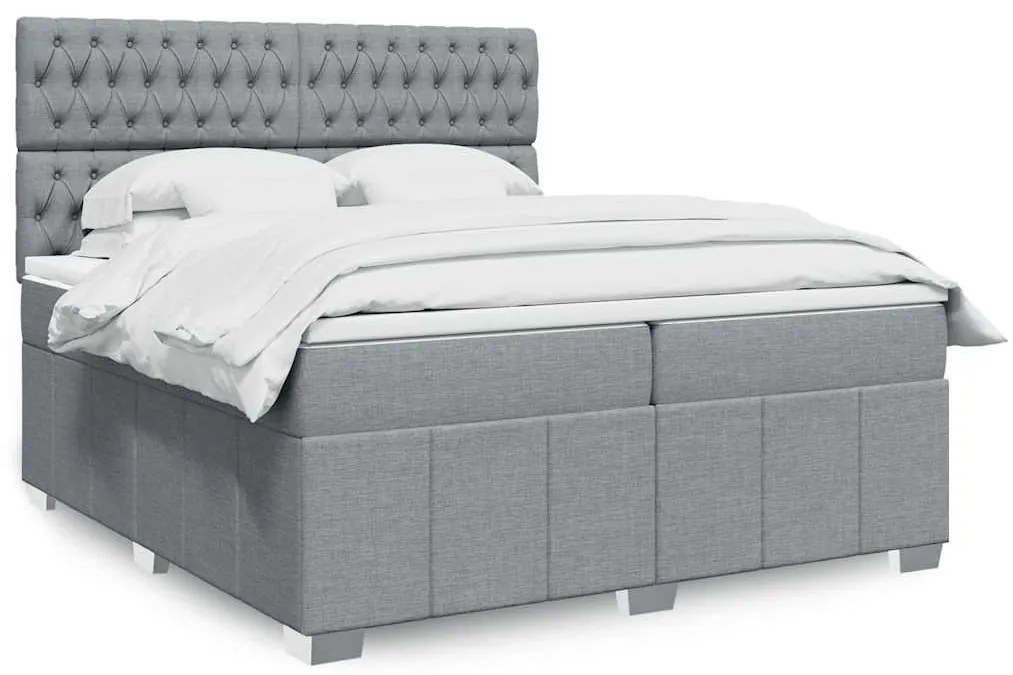 Box spring postel s matrací světle šedá 200 x 200 cm textil 3294082