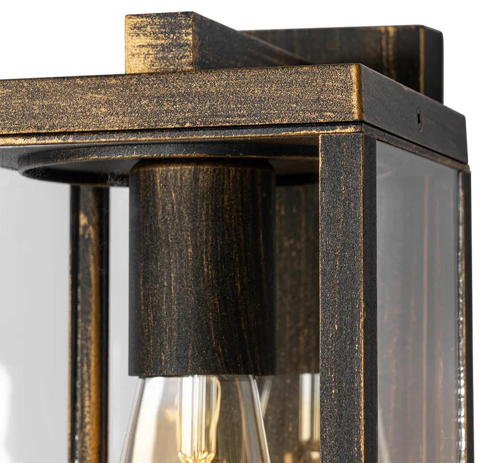 Venkovní nástěnná lucerna starožitná zlatá s pohybovým senzorem IP44 - Charlois