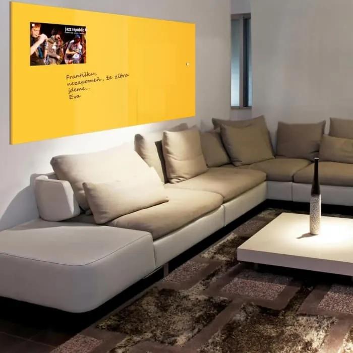 Žlutá exotická skleněná magnetická tabule do restaurace Smatab® - 120 × 180 cm