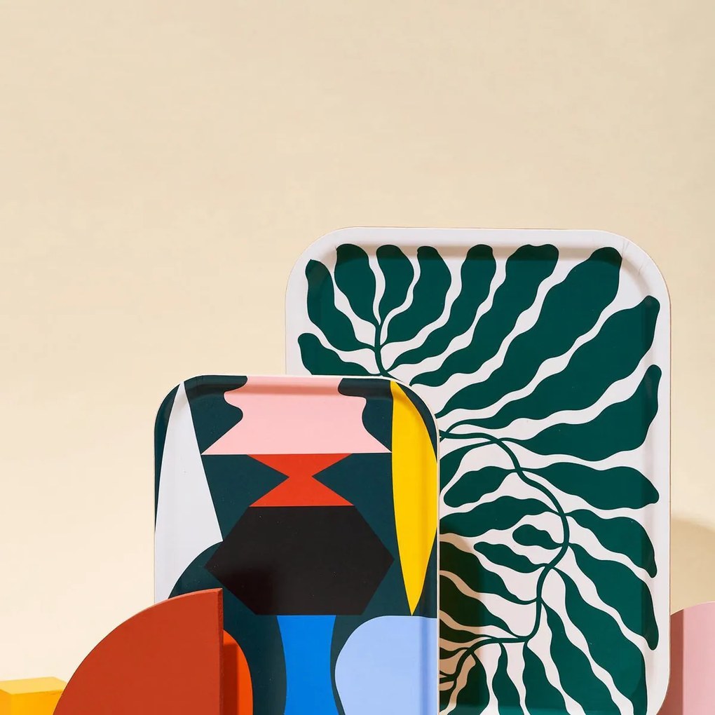 Wrap Ilustrovaný Tác dřevěný Art Trays by Linnéa Andersson střední zelený