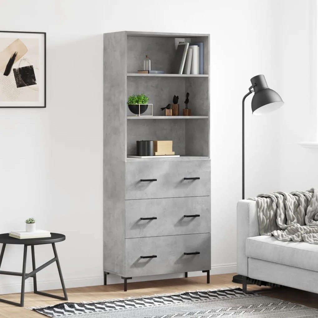 Skříň highboard betonově šedá 69,5x34x180 cm kompozitní dřevo