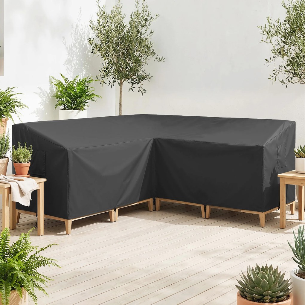 Ochranný kryt na zahradní nábytek Winterproof Voděodolný kryt ve tvaru V s ochranou proti UV záření 420D Oxford 216x216x78 cm černý