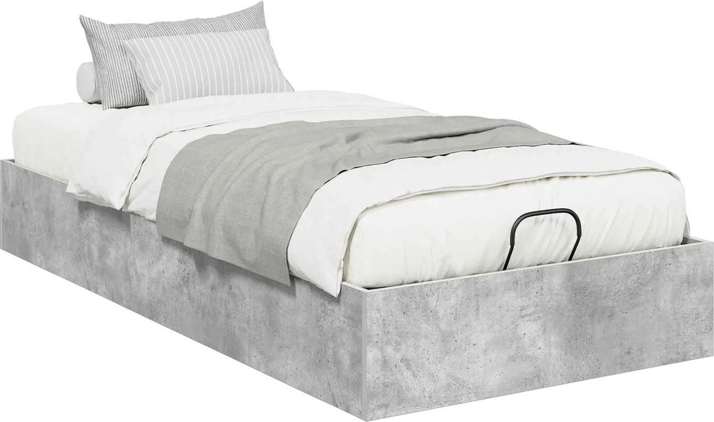Ottoman postel Betonově Šedá 75,5 x 190 cm Dřevěný materiál 3409304