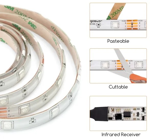 Aigostar - LED RGB Stmívatelný pásek 3m LED/24W/12/230V IP65 + DO