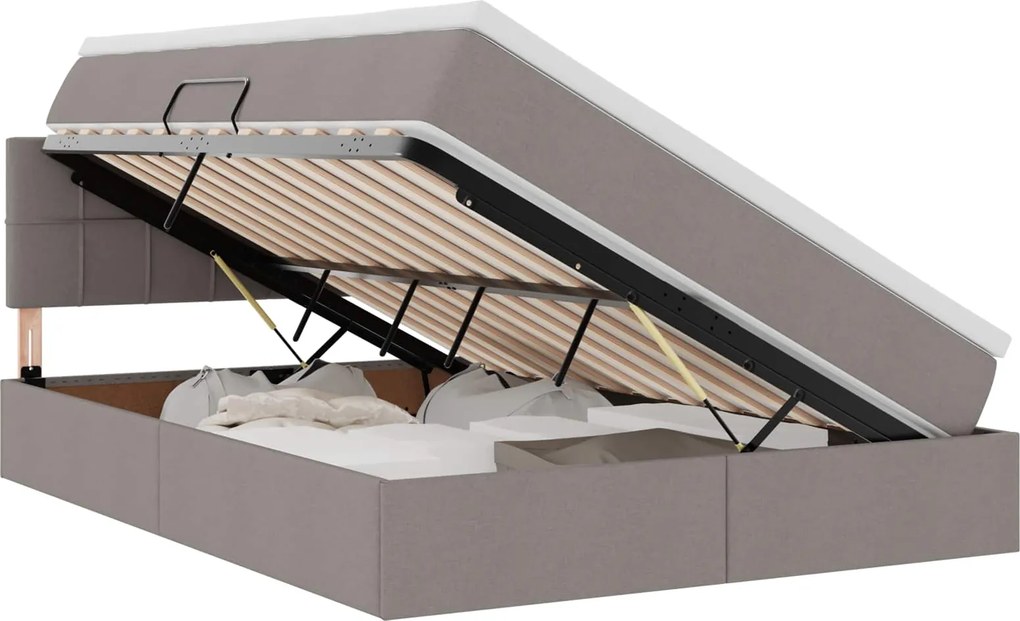 Postel s úložným prostorem a matrací Taupe 120 x 200 cm Samet 3370515