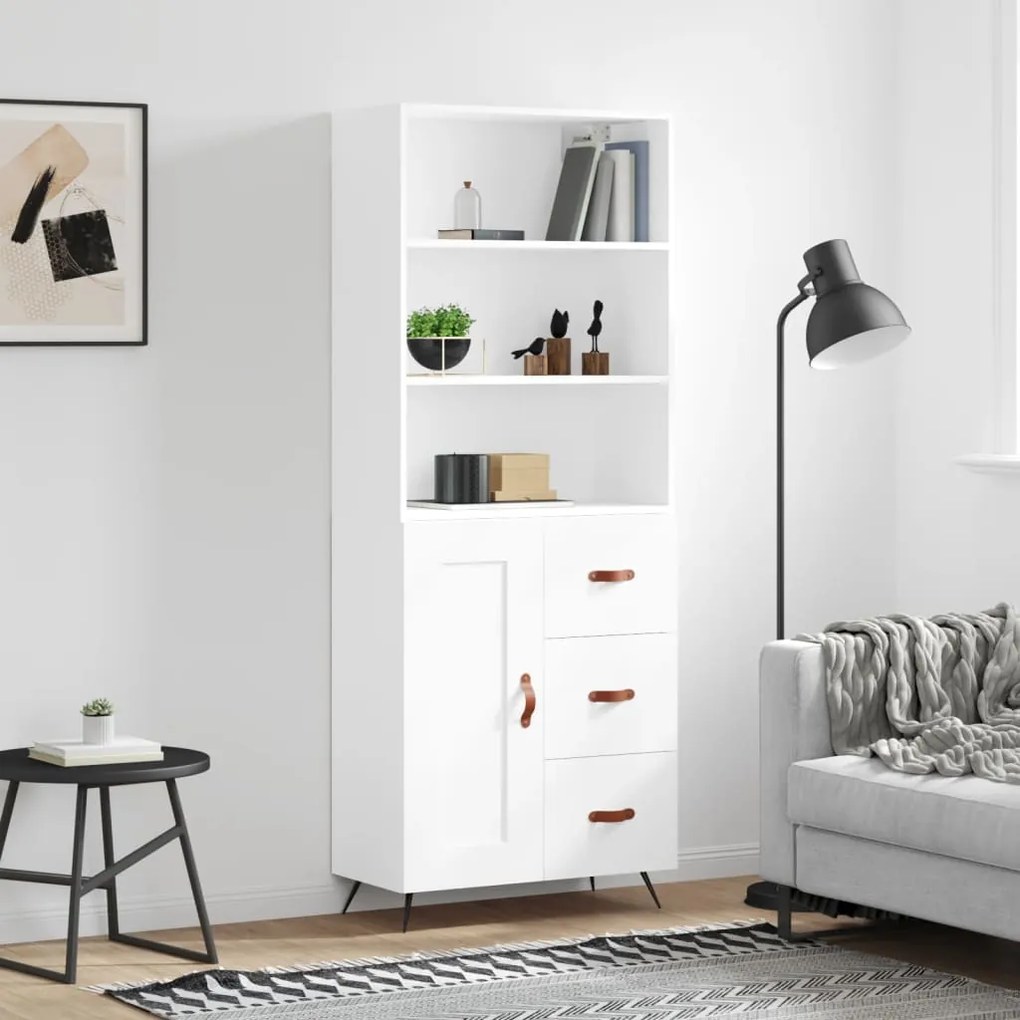 Skříň highboard bílá 69,5 x 34 x 180 cm kompozitní dřevo