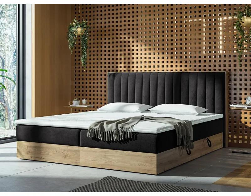 Kontinentální postel Bibiarko, Rozměr postele: 160x200, Potah: zlatý řemeslný dub / Soro 100