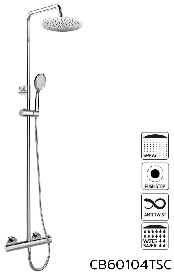 Mereo Termostatická baterie s talířovou kulatou sprchou Nerez