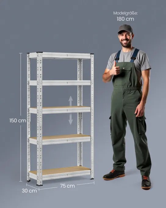 Set dvou regálů SONGMICS 30x75x150 cm GLR451E01 stříbrný