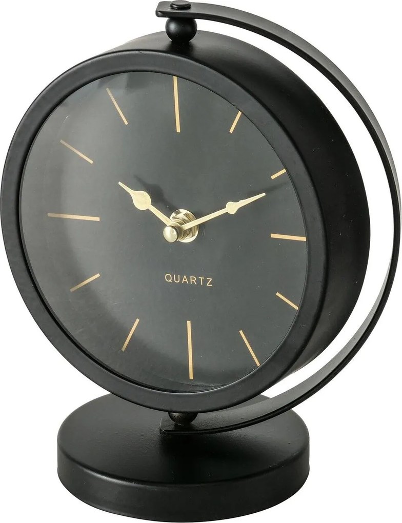 Stolní černé hodiny BALIA, zlaté ručičky, 20 cm