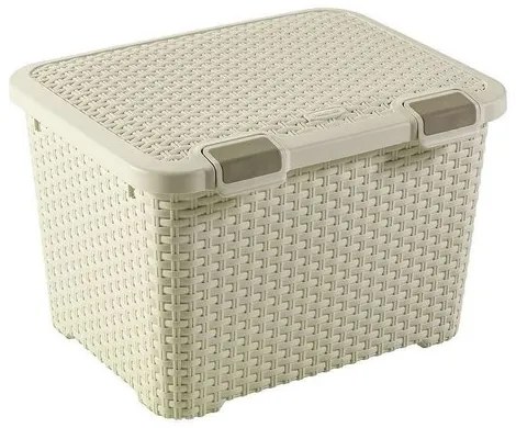 Curver úložný box Rattan style 43 l, krémová