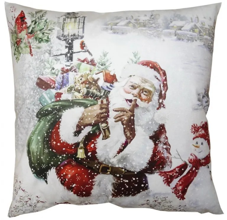 Povlak na polštář se Santa Clausem a nůší s dárky – 45x45 cm