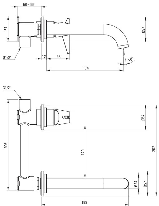 Deante Temisto, podomítková umyvadlová baterie, mosazná, DEA-BQT_M54L