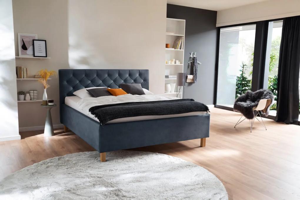 Čalouněná postel kartika s úložným prostorem 160 x 200 cm modrá MUZZA