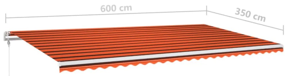 Automatická markýza LED a senzor větru 600x350 cm oranžovohnědá