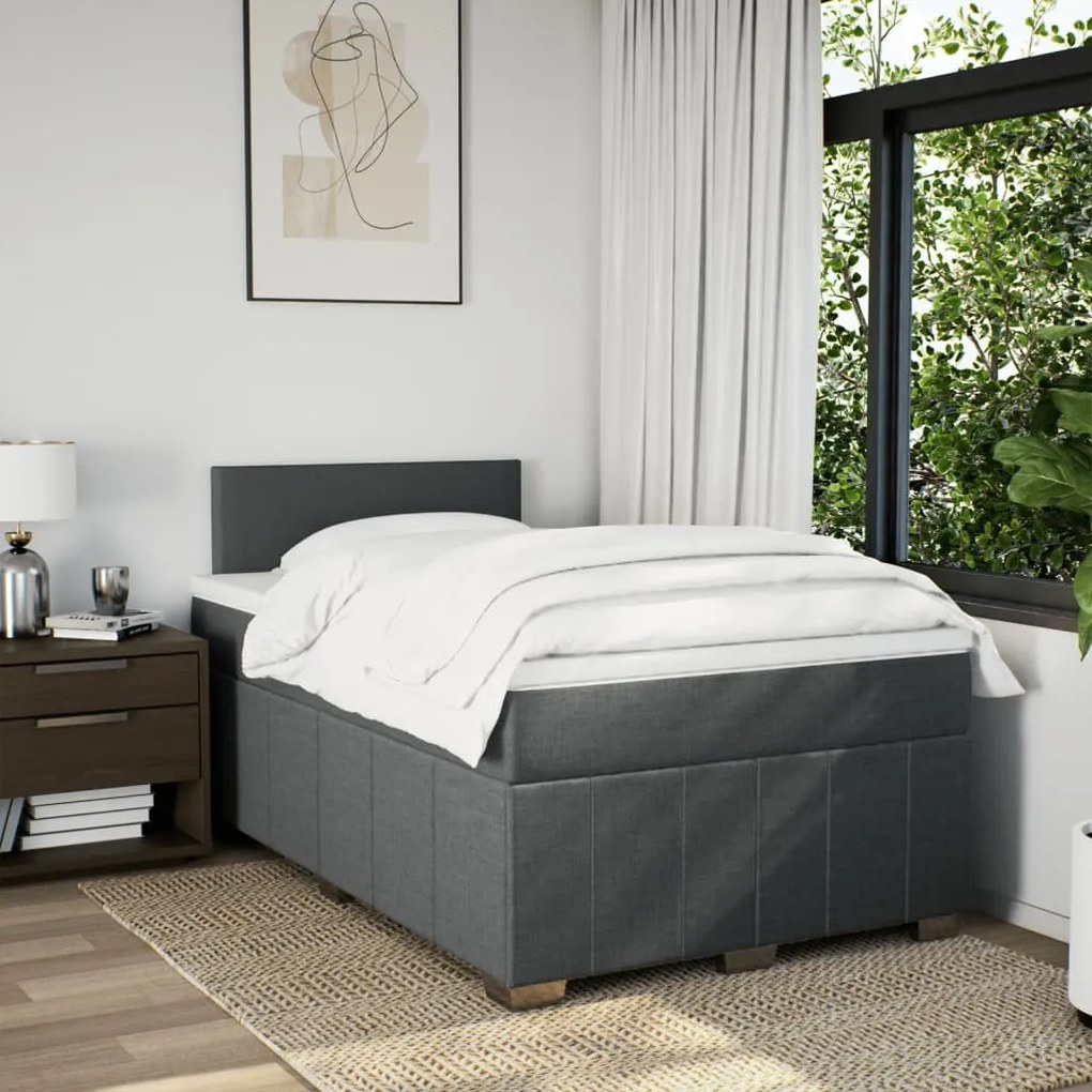 Box spring postel s matrací tmavě šedá 120x200 cm textil 3289329