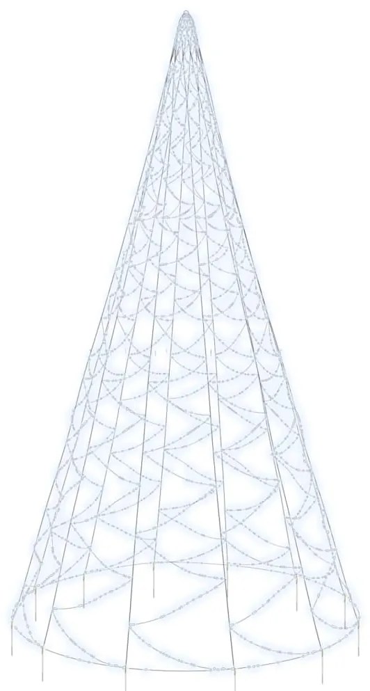 343547 vidaXL Vánoční stromek na stožár 3000 studených bílých LED diod 800 cm