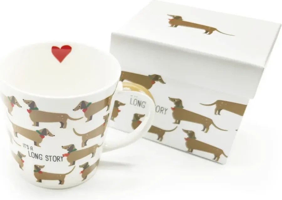 Porcelánový hrnek It’s a long story, 400 ml – hrnek s jezevčíky pro pejskaře