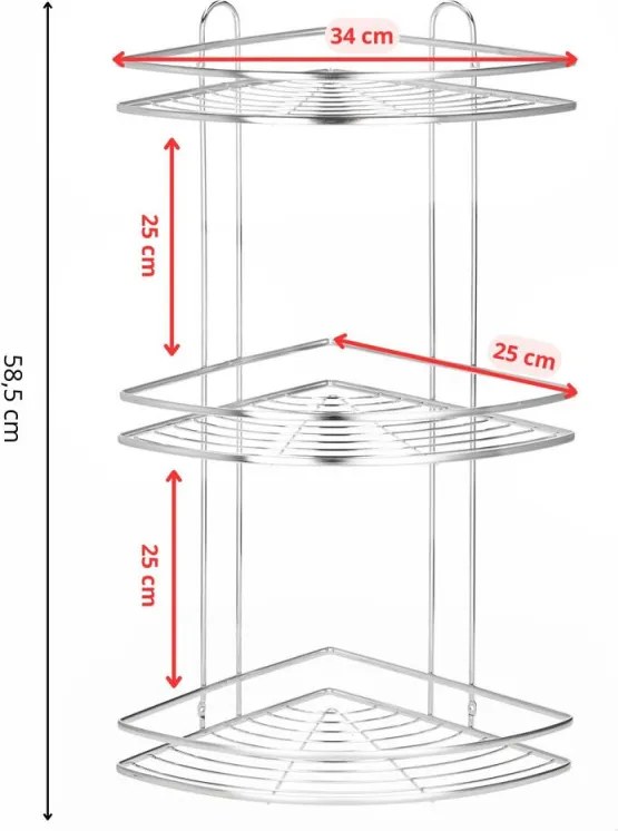 Rohová polička do koupelny SPRINGOS HA7542 nerezová