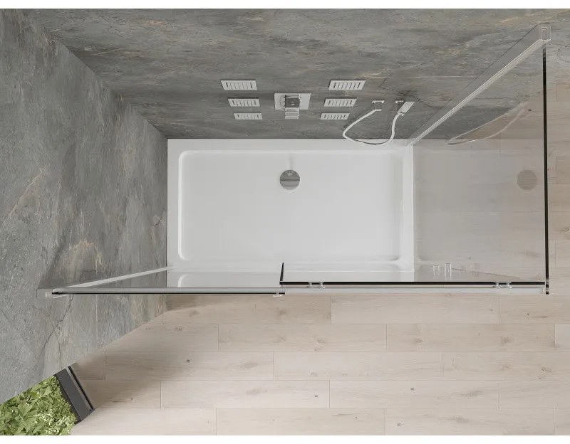Mexen Omega sprchový kout s posuvnými dveřmi 140 x 70 cm, 8mm čiré sklo-chromový profil + sprchová vanička, 825-140-070-01-00-4010