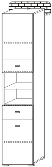 Koupelnová vysoká skříňka Barolo, dub san remo/lesklá bílá
