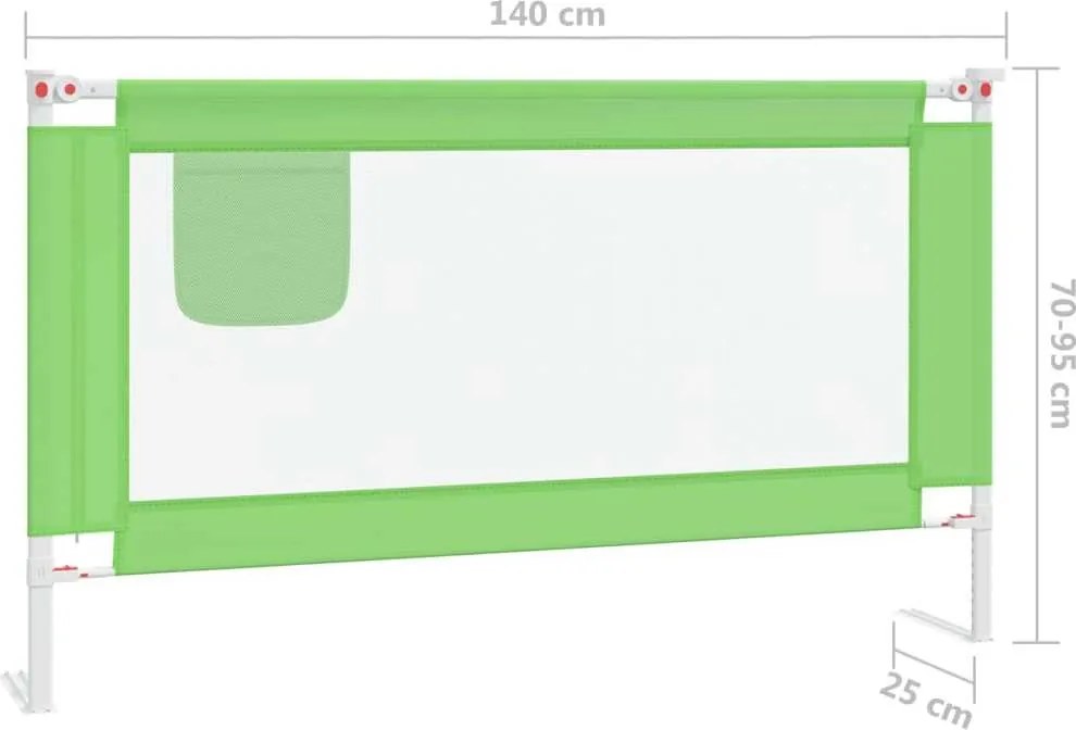 vidaXL Dětská zábrana k postýlce 140 x 25 cm textil [10192] Barva: Zelená