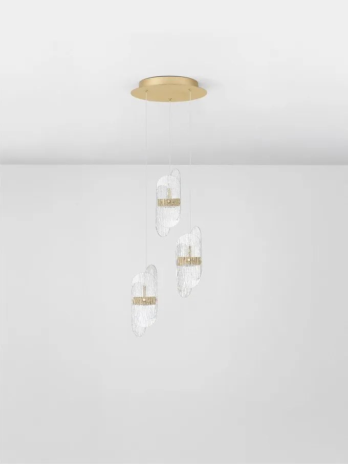 Kovové LED stmívatelné závěsné svítidlo v mosazné barvě se skleněným stínidlem ø 32 cm Lucien – Nova Luce