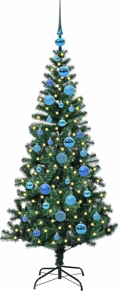 Umělý osvětlený vánoční stromeček Zelená 150 cm PVC a kov 3396756