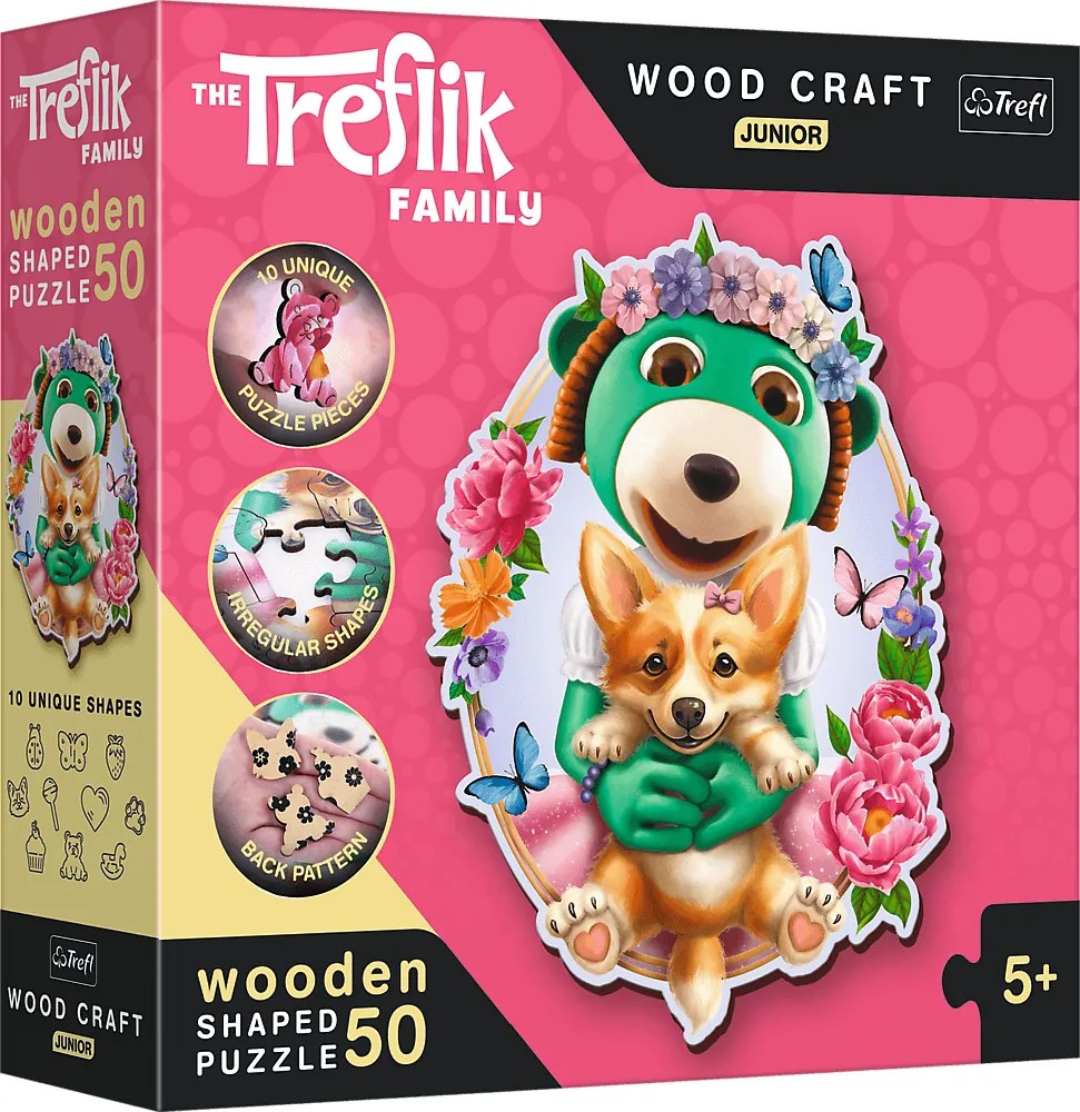 Dřevěné puzzle trefl wood craft origin puzzle šťastní treflíci 50 dílků
