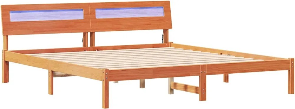 Rám postele s čelo Hnědá 200 x 200 cm Masivní borové dřevo 3385744