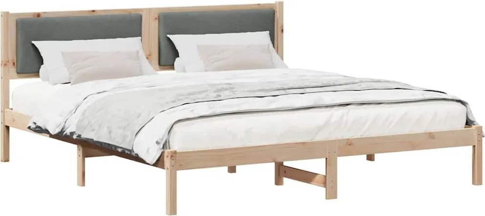 Rám postele s čelo Tmavě šedá 200 x 200 cm Masivní borové dřevo 3394229