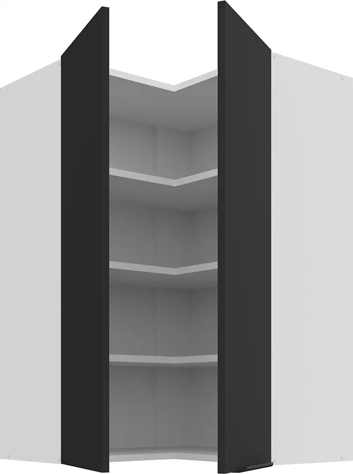 ARIA bc | horní kuchyňská skříňka 60x60 GN-90 2F (90°) rohová s policemi | VYSOKÁ | 60x60 cm | bílá/černá