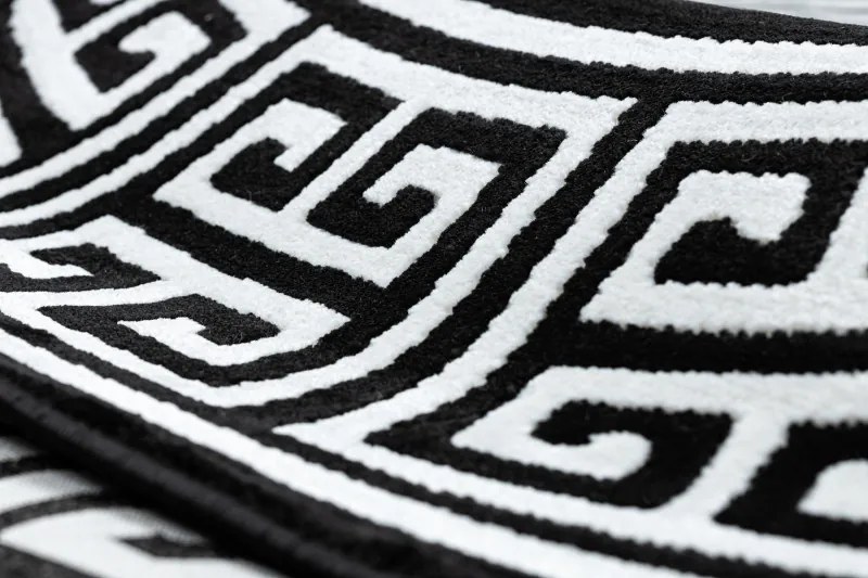 Dywany Łuszczów Kusový koberec Gloss 6776 85 greek black/ivory kruh - 200x200 (průměr) kruh cm