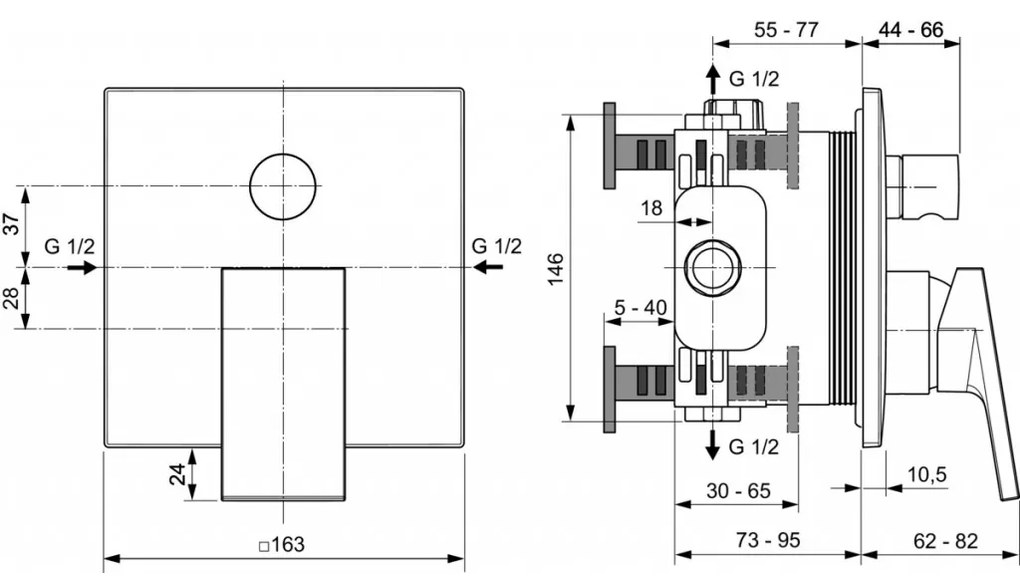 Ideal Standard Extra - Vanová baterie podomítková, chrom A7625AA