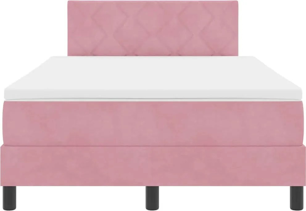 Postel s boxspringem s čelo Růžová 120 x 200 cm samet 3339235