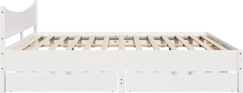 Rám postele se zásuvkami bílý 200 x 200 cm masivní borovice 3301894