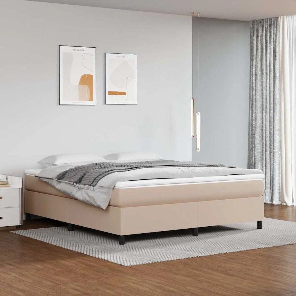 Box spring postel s matrací cappuccino 180 x 200 cm umělá kůže 3144625
