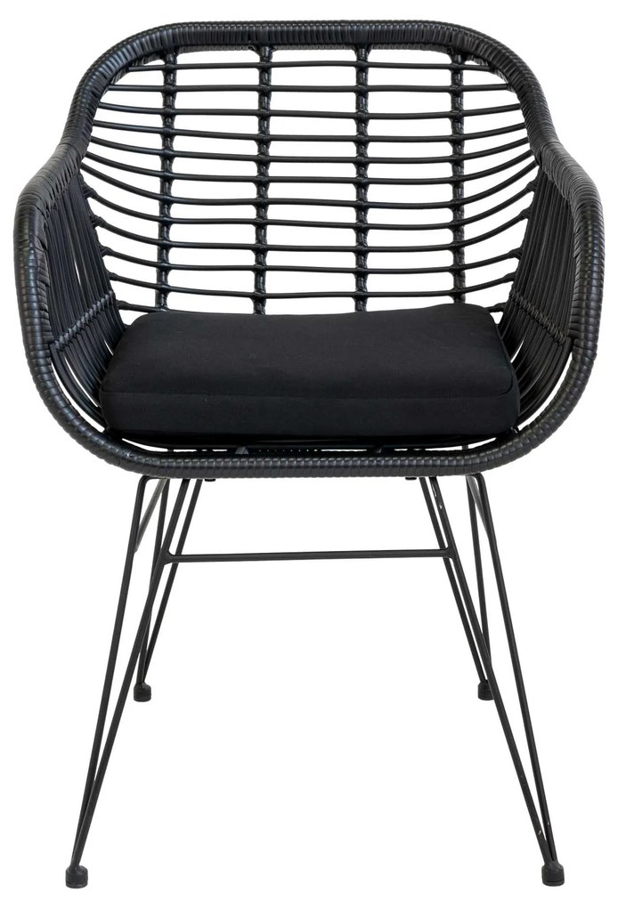 Černá jídelní židle Corma z umělého ratanu