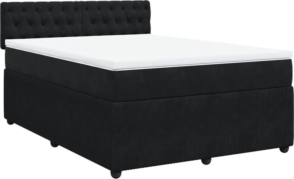 Box spring postel s matrací černá 140x200 cm samet 3287766