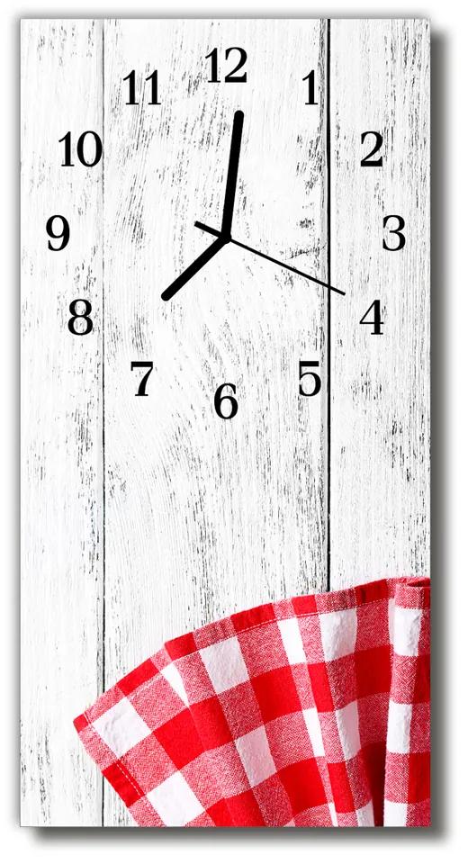 Skleněné hodiny vertikální Art dřevěné červené kuchyně 30x60 cm