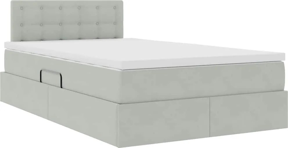 Postel s úložným prostorem Světle šedá 120 x 200 cm samet 3370869