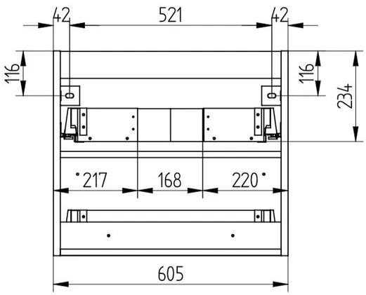 EBS Pure Skříňka s keramickým umyvadlem slim 61 cm, dub Ribbeck/bílá S_PURESL61R