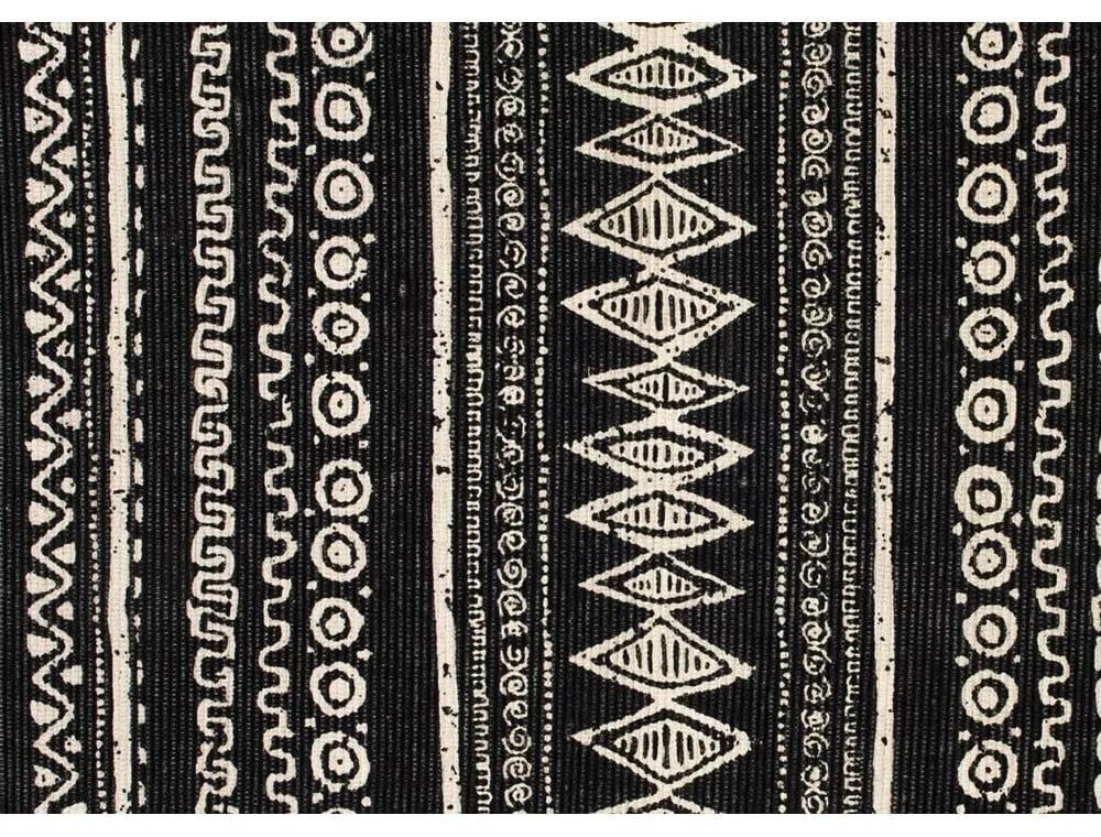 Černo-bílý bavlněný koberec Webtappeti Ethnic, 55 x 140 cm