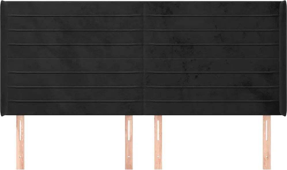 Čelo postele typu ušák černé 183x16x118/128 cm samet 3119782