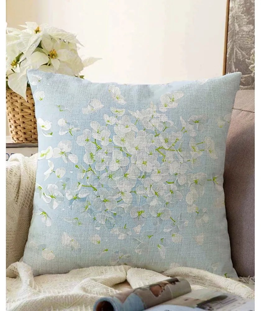 Modrý povlak na polštář s příměsí bavlny Minimalist Cushion Covers Blossom, 55 x 55 cm