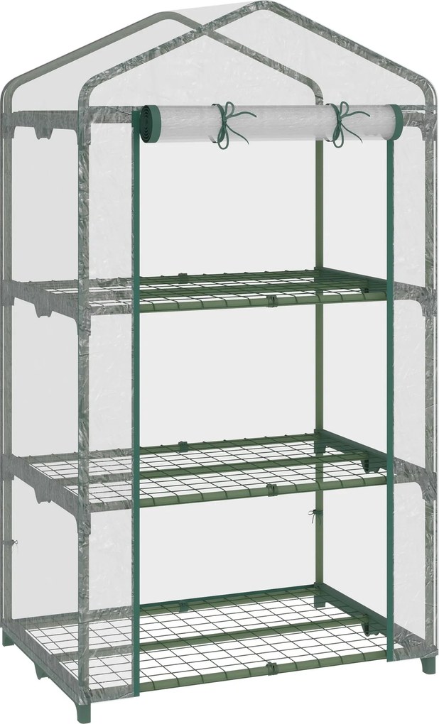 Outsunny 3-vrstvý Zahradní Skleník s 3 Policemi a Zipovým Dveřmi pro Pěstování Květin a Zeleniny 69x49x125 cm Průhledný | Aosom