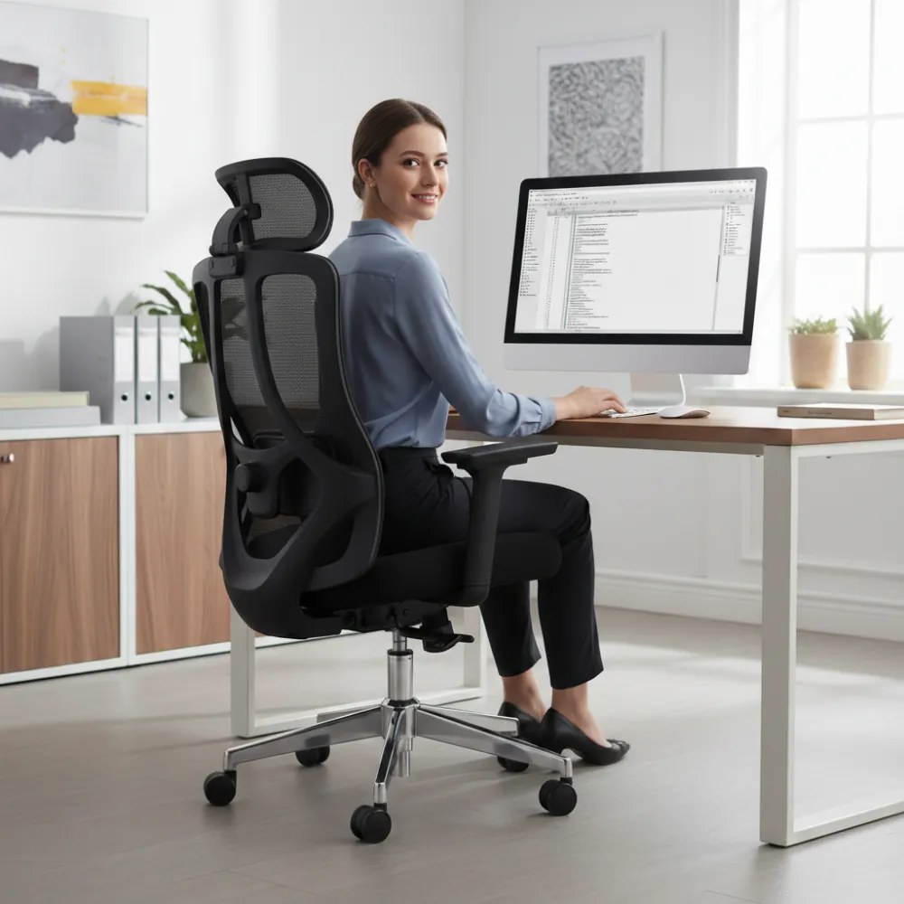 Kancelářská ergonomická židle Neoseat DIBERTI — síť / látka, černá, nosnost 150 kg