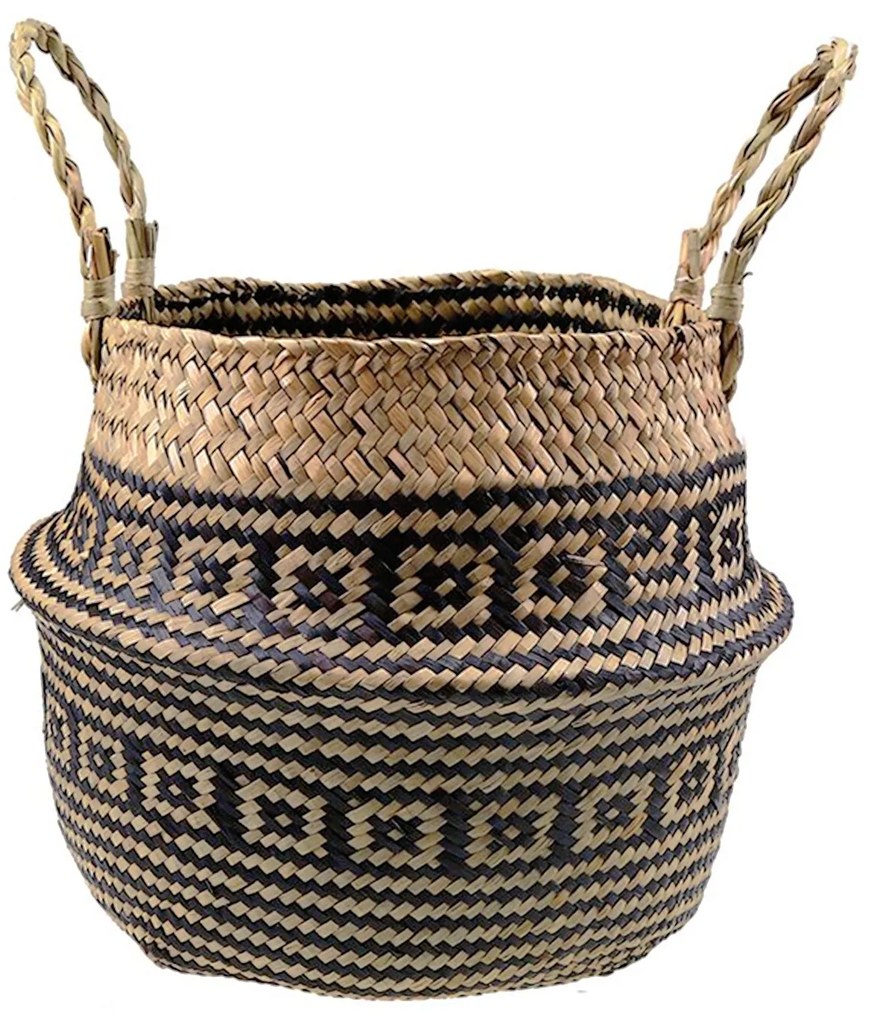Tutumi, přírodní koš Boho 32x32x28 cm 322177, hnědá-černá, HOM-06662