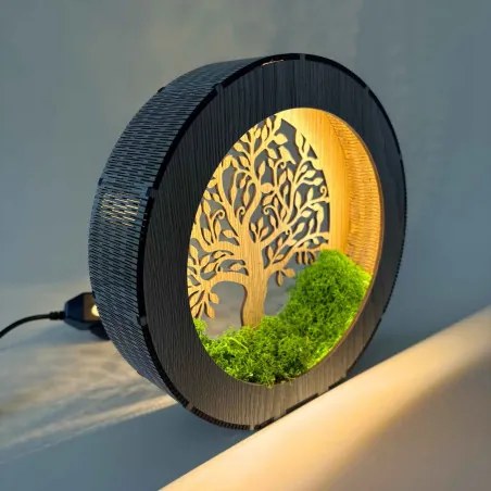 Dřevěné světlo, LED lampa Strom života s mechem | SENTOP LED0611
