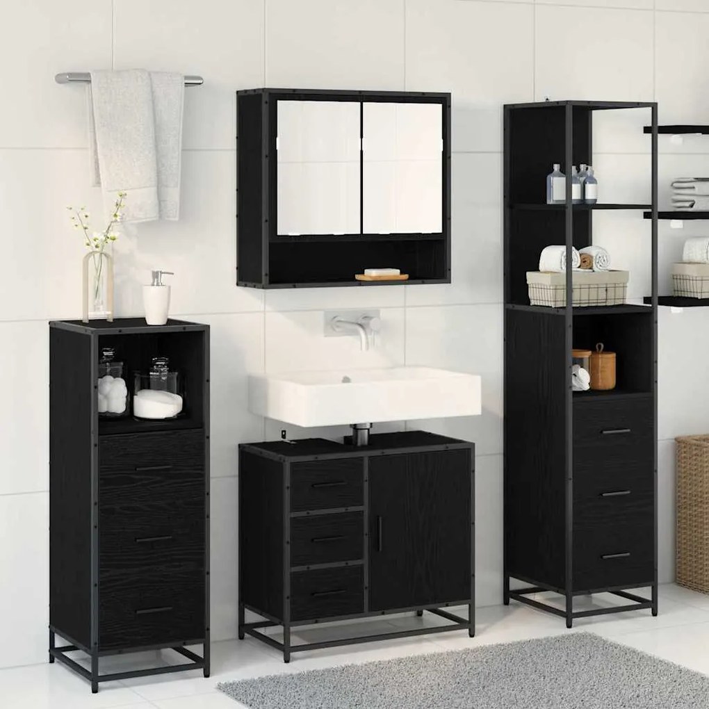 Sada koupelnového nábytku 4 ks Černý dub 65 x 33 x 60 cm 3402499